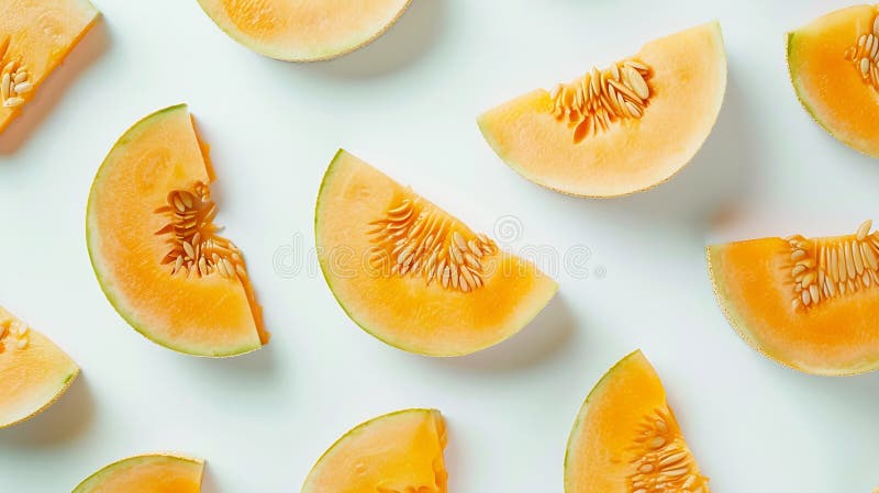 Generative AI Melon Half on Orange Background Creative Layout Made of ...