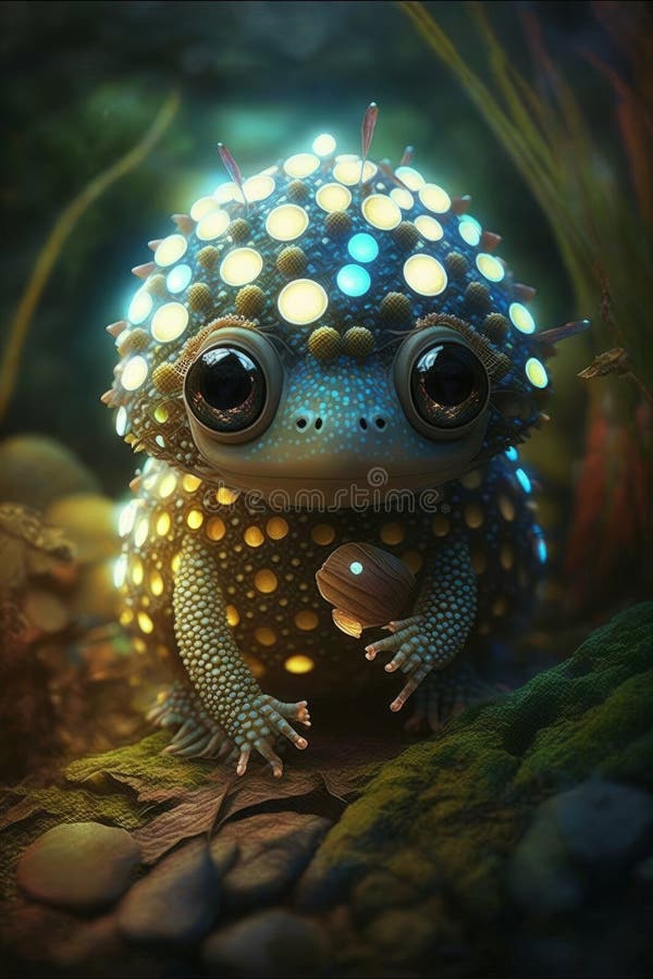 Generative AI of a Cute Blue Frog in the Underwater World Stock ...