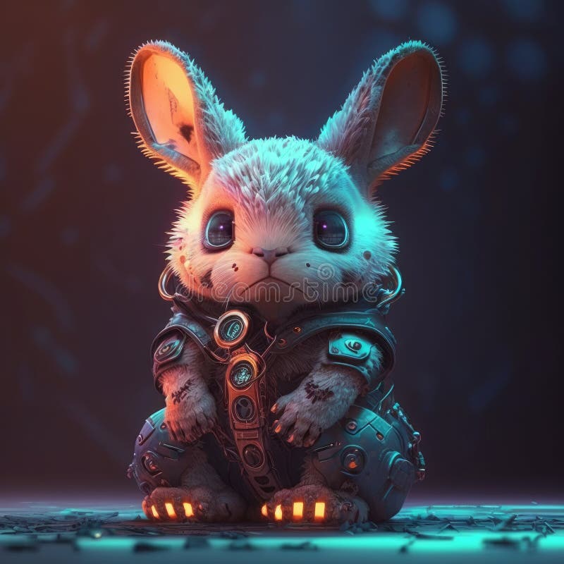Generative AI of a Cute Little Rabbit Wearing a Suit of Steampunk Stock ...