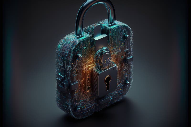 Cyber Security Network. Digital Padlock with Data Protection on ...