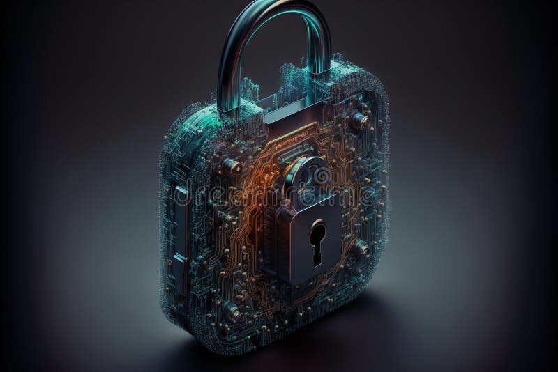 Cyber Security Network. Digital Padlock with Data Protection on ...