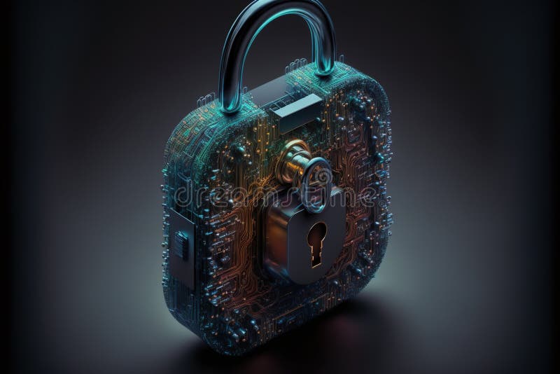 Cyber Security Network. Digital Padlock with Data Protection on ...
