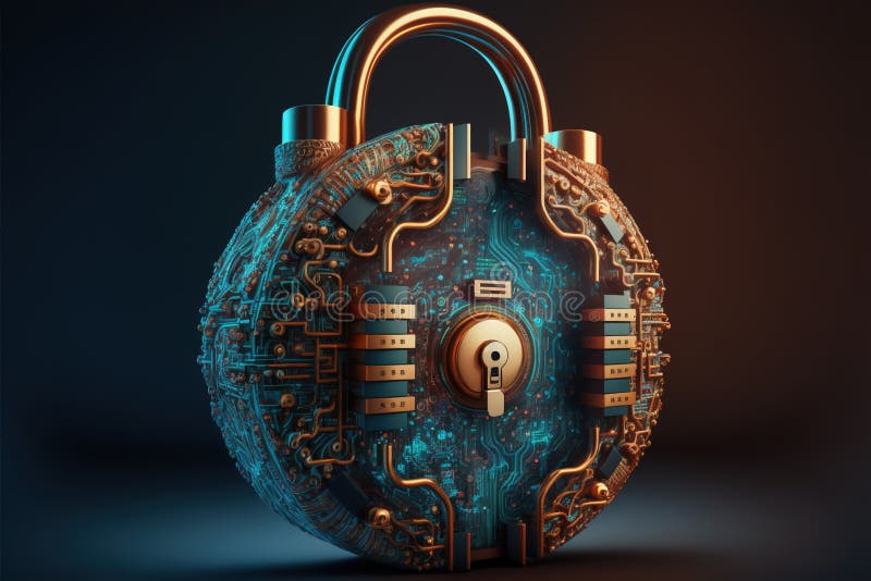 Cyber Security Network. Digital Padlock with Data Protection on ...