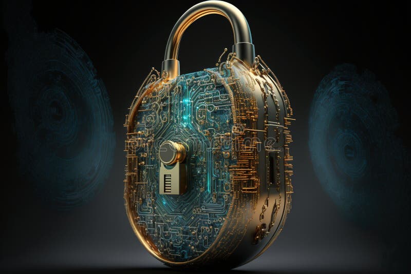 Cyber Security Network. Digital Padlock with Data Protection on ...