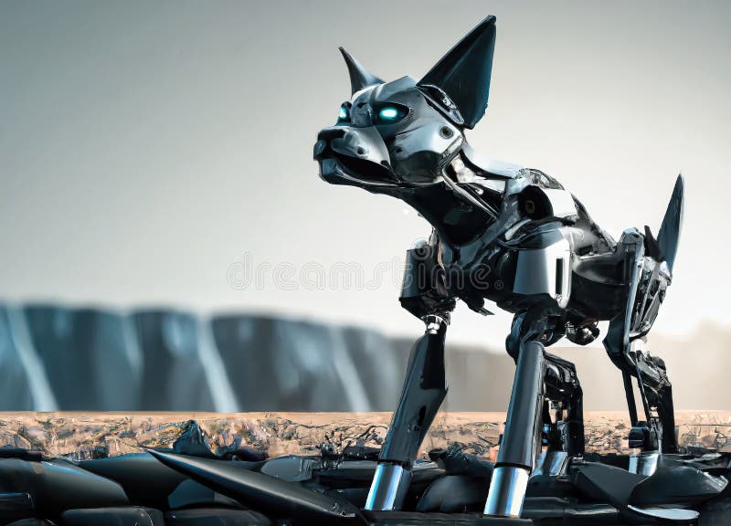 Generative AI of a Cyborg Dog Stock Illustration - Illustration of ...
