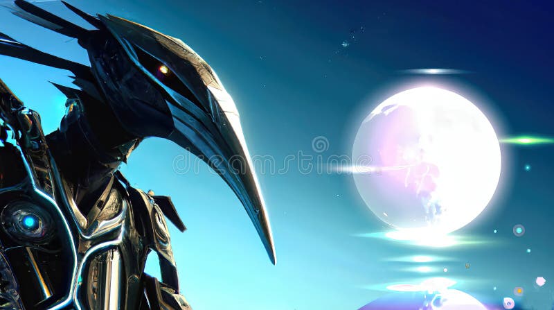 Generative AI of a Cyborg Raven Bird Stock Illustration - Illustration ...