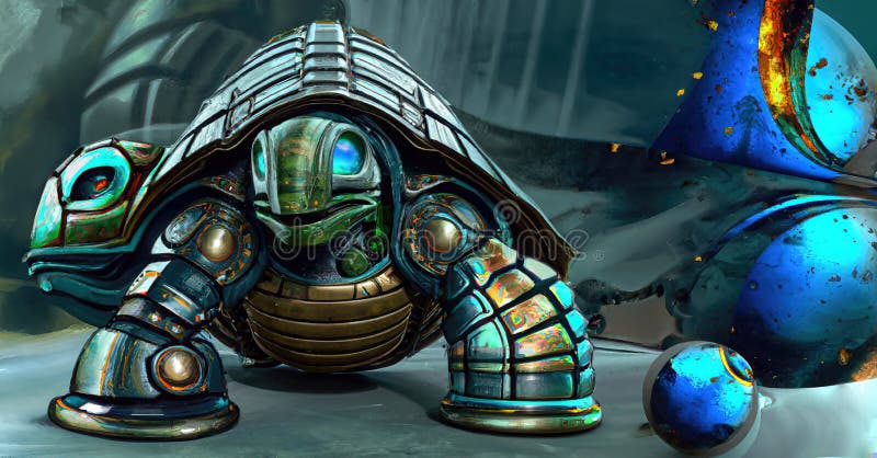 Turtle Cyborg Animal Detailed Infographic, Full Details Anatomy Poster ...