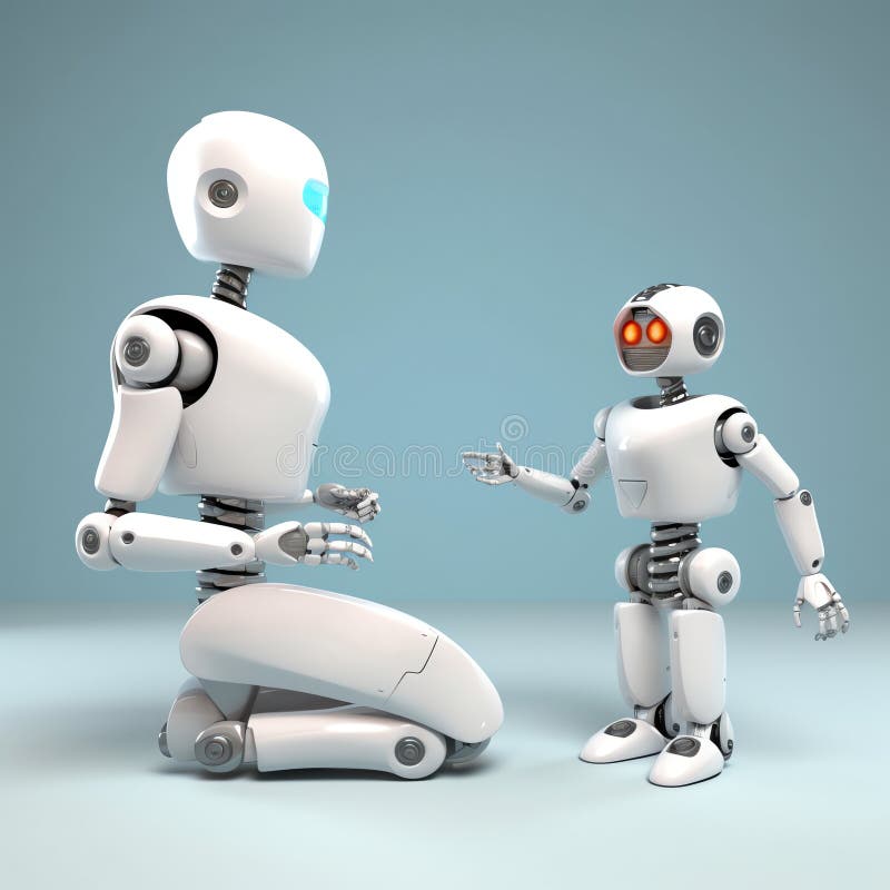 Generative AI Robot Work on Laptop- Stock Illustration - Illustration ...