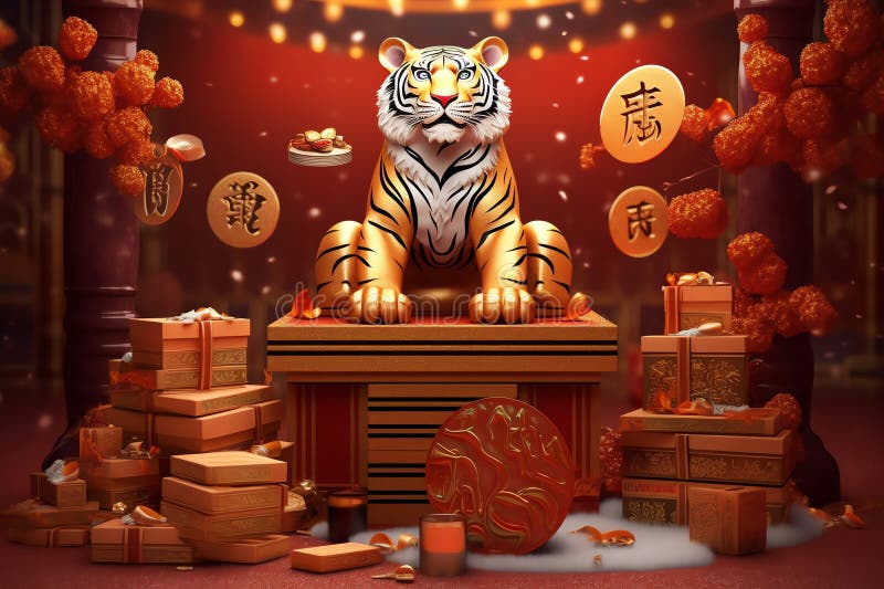 Generative AI 3D Illustration of Cny- Stock Illustration - Illustration ...
