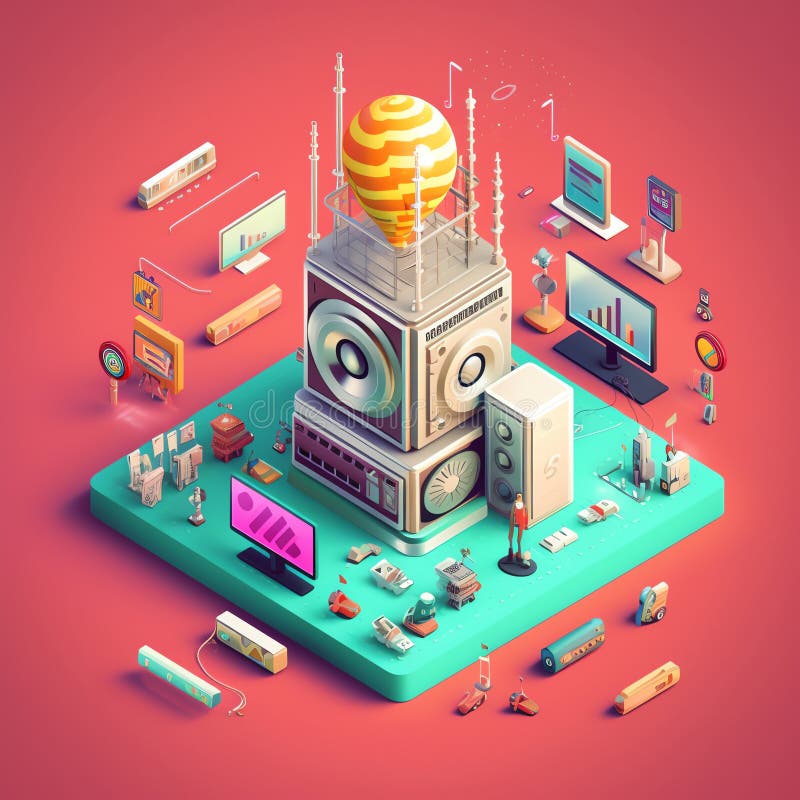 Generative AI 3D Realistic Wireless Network- Stock Illustration ...