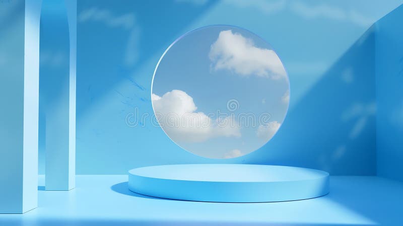 Generative AI 3d Render Abstract Background Blue with Blue Sky Inside ...