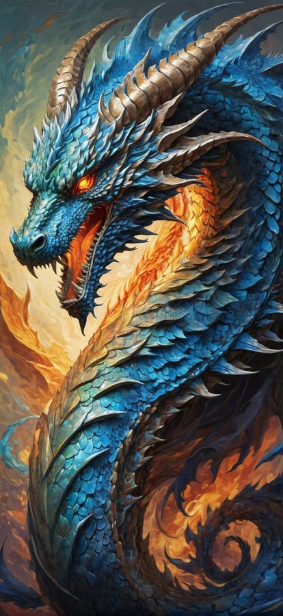 Generative AI 3D Render of a Fire Dragon Stock Illustration ...
