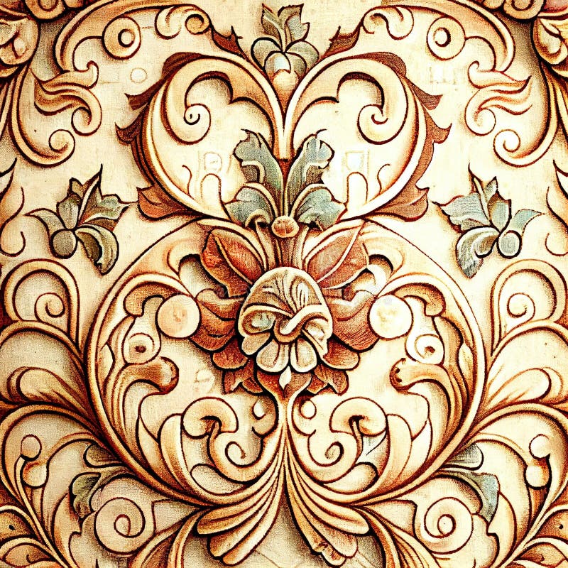 Generative AI Damask Seamless Pattern Element Ornament Vintage Stock ...