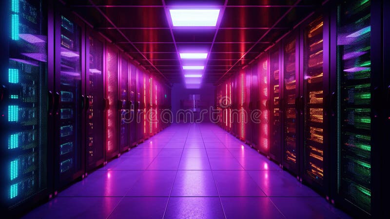 Generative AI, Data Center, Modern High Technology Server Room in ...
