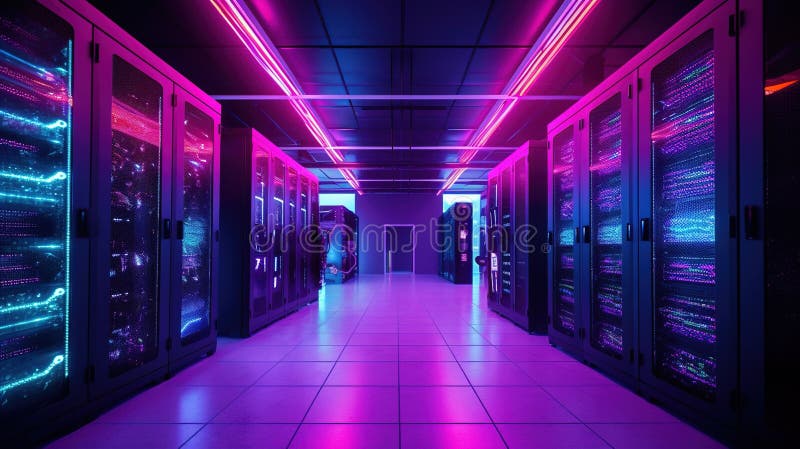 Generative AI, Data Center, Modern High Technology Server Room in ...