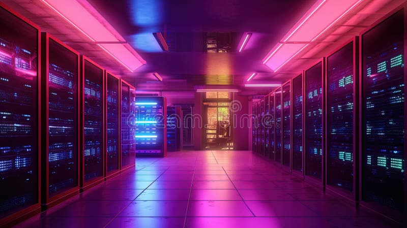 Generative AI, Data Center, Modern High Technology Server Room in ...