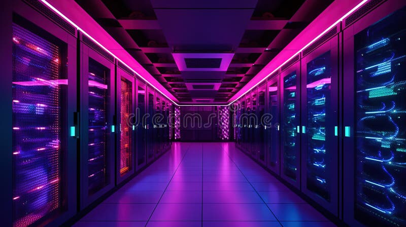 Generative AI, Data Center, Modern High Technology Server Room in ...