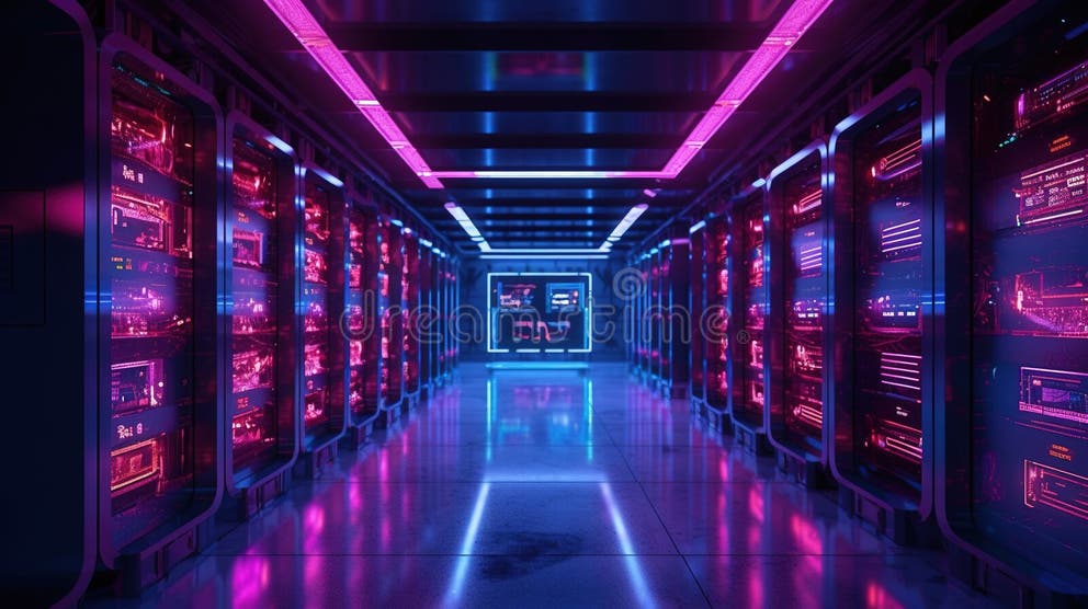 Generative AI, Data Center, Modern High Technology Server Room in ...