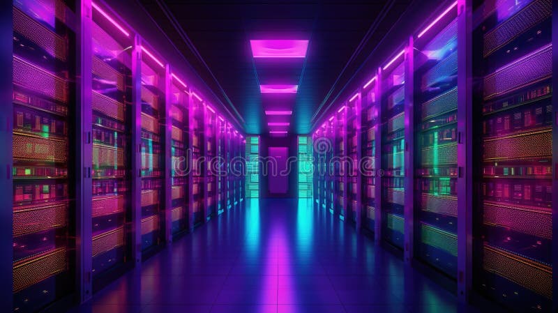 Generative AI, Data Center, Modern High Technology Server Room in ...
