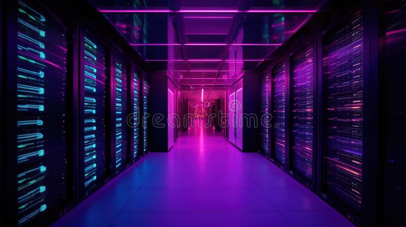 Generative AI, Data Center, Modern High Technology Server Room in ...