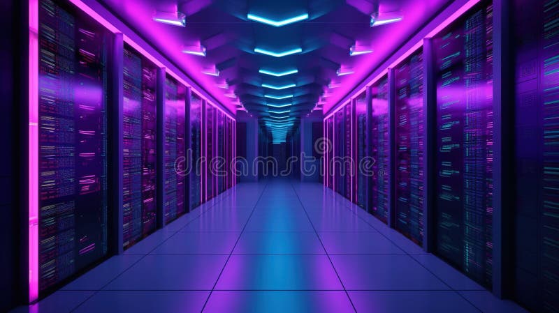 Generative AI, Data Center, Modern High Technology Server Room in ...