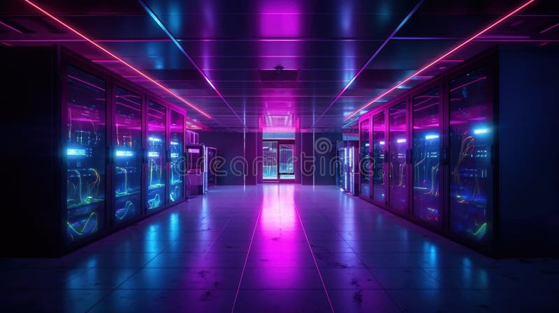 Generative AI, Data Center, Modern High Technology Server Room in ...