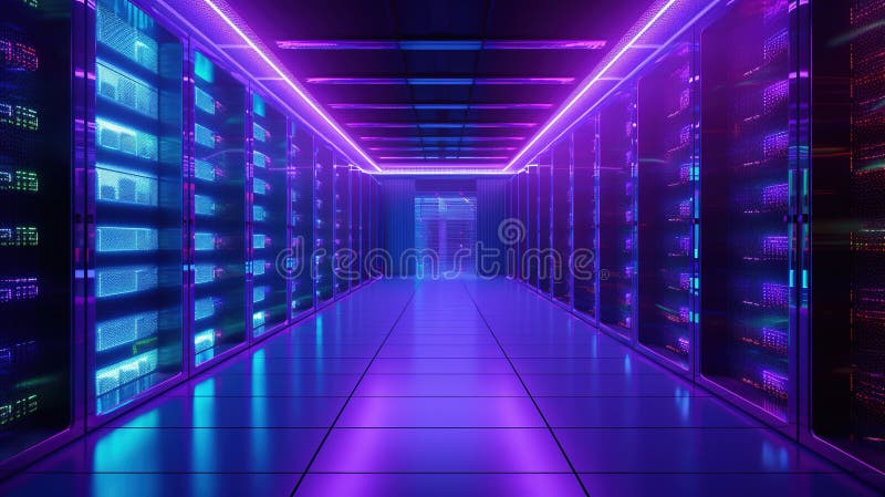 Generative AI, Data Center, Modern High Technology Server Room in ...