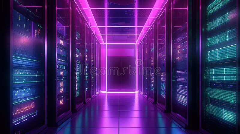 Generative AI, Data Center, Modern High Technology Server Room in ...