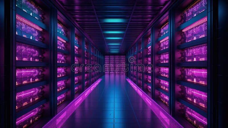 Generative AI, Data Center, Modern High Technology Server Room in ...