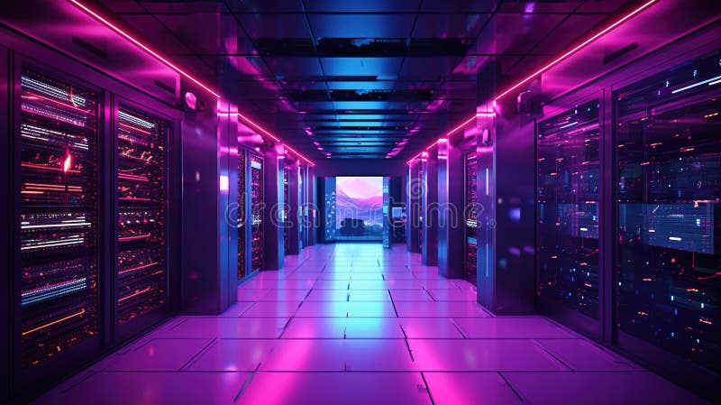 Generative AI, Data Center, Modern High Technology Server Room in ...
