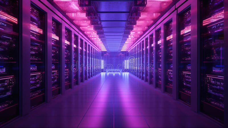 Generative AI, Data Center, Modern High Technology Server Room in ...
