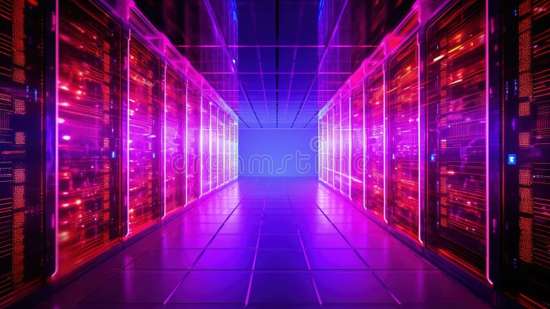 Generative AI, Data Center, Modern High Technology Server Room in ...
