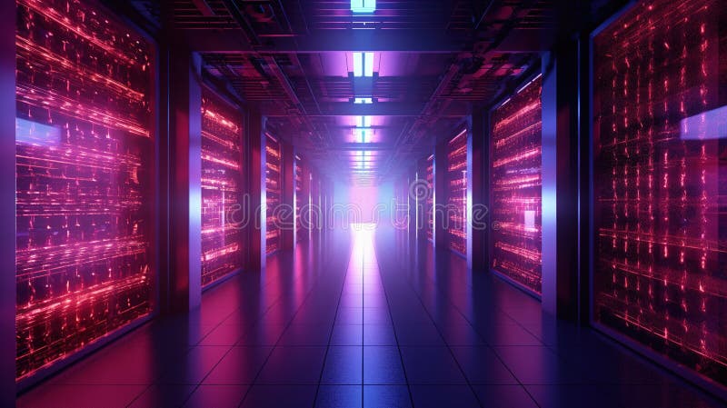 Generative AI, Data Center, Modern High Technology Server Room in ...