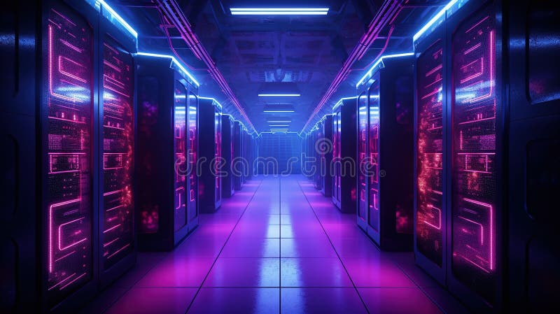 Generative AI, Data Center, Modern High Technology Server Room in ...