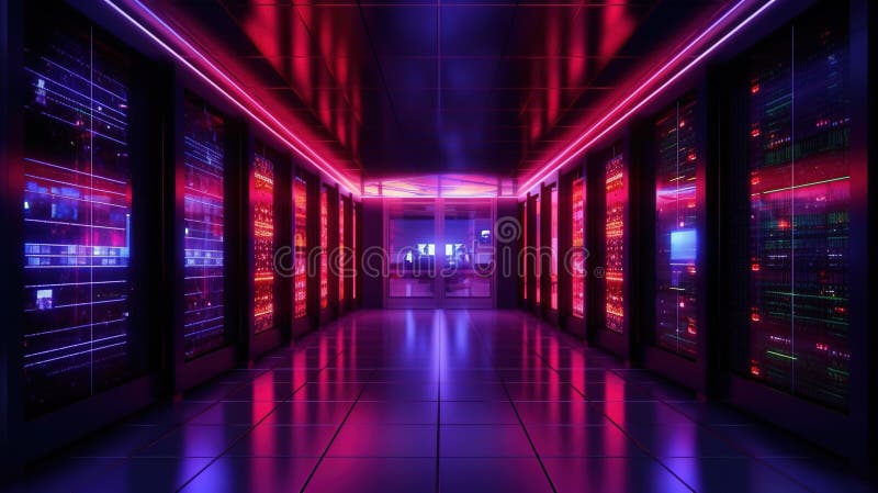 Generative AI, Data Center, Modern High Technology Server Room in ...