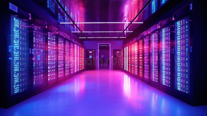 Generative AI, Data Center, Modern High Technology Server Room in ...