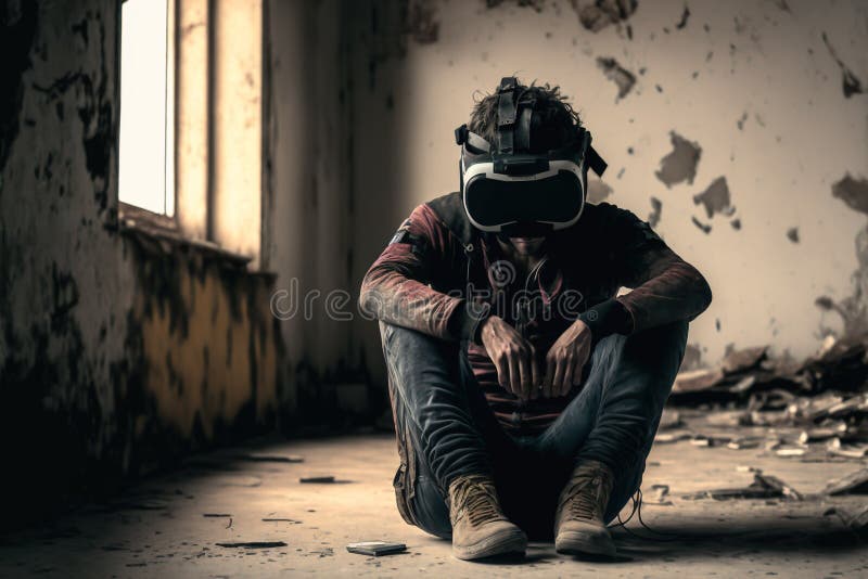 Generative AI Pop Art Depressed Young- Stock Illustration ...