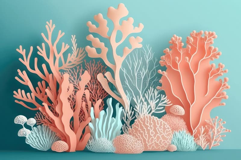 Clean, Minimal Corals with 3D Effects Illustration Style Design with ...
