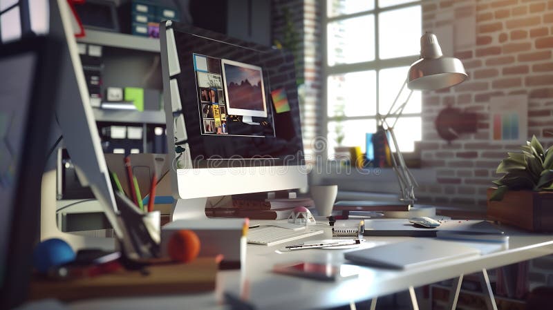 Generative AI Designers Desk with Responsive Web Ux Design User ...