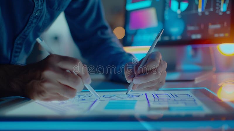 Generative AI Designers Man Drawing Website Ux App Development User ...