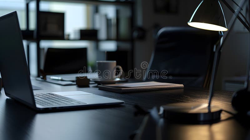 Generative AI Desk Workspace Business Objects in the Office on Black ...