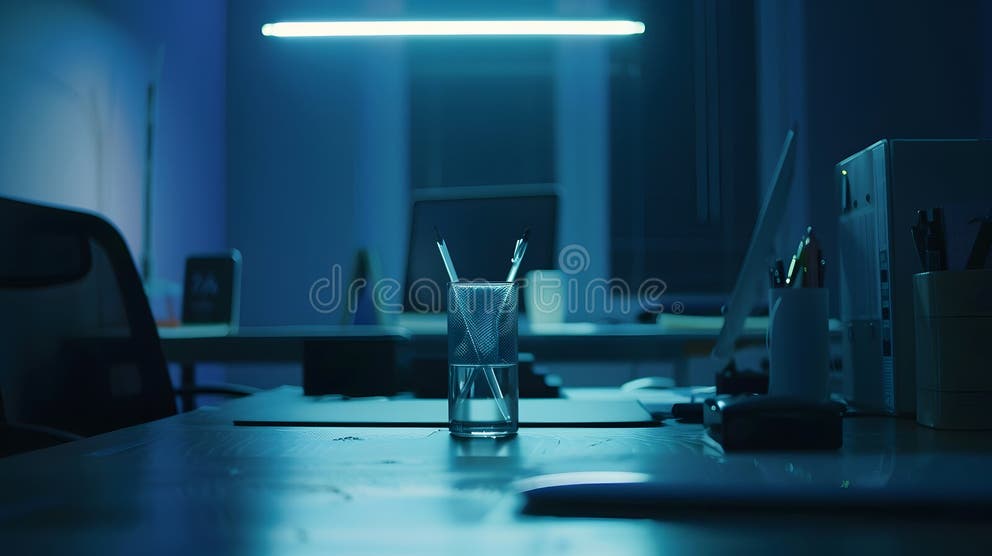 Generative AI Desk Workspace Business Objects in the Office on Black ...