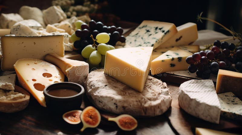 Generative AI, Different Types of Cheese on the Table, Aesthetic Muted ...