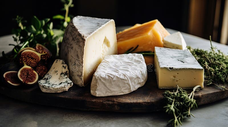 Generative AI, Different Types of Cheese on the Table, Aesthetic Muted ...