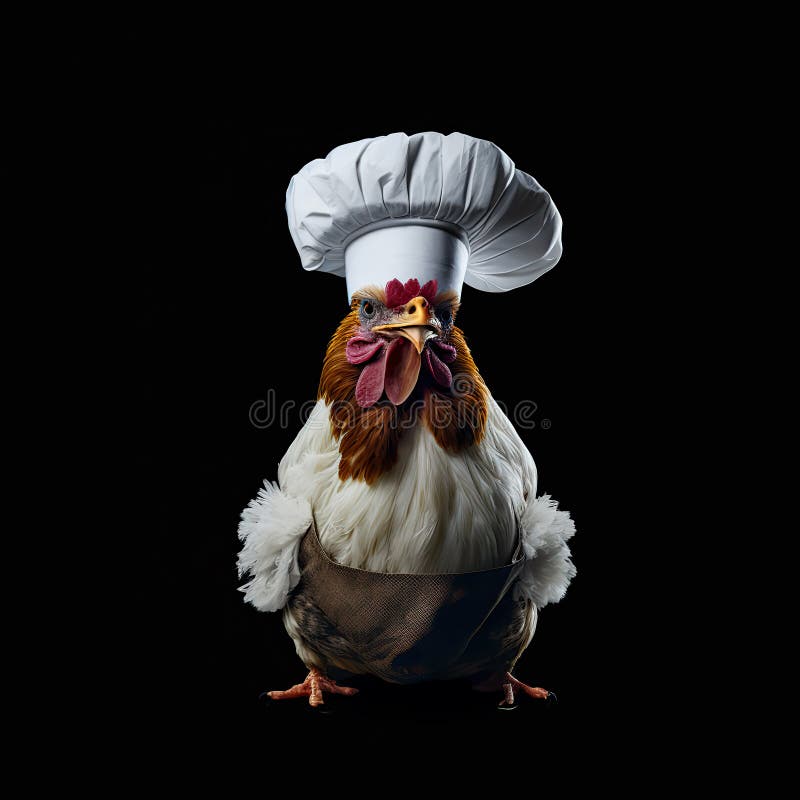 Generative AI Digital Art of an Chicken Dressed As a Culinary Chef Cook ...