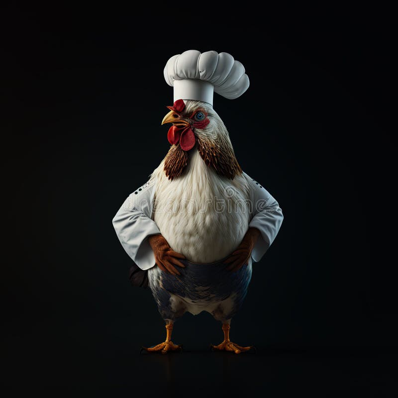 Generative AI Digital Art of an Chicken Dressed As a Culinary Chef Cook ...