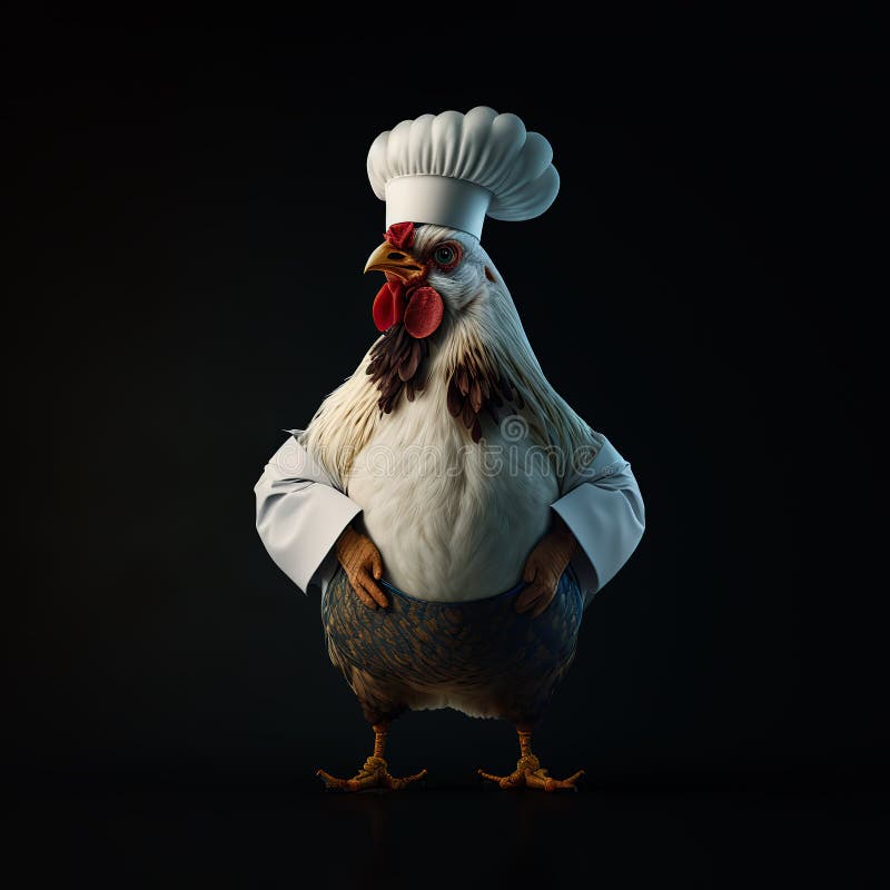 Generative AI Digital Art of an Chicken Dressed As a Culinary Chef Cook ...