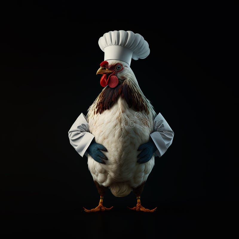 Generative AI Digital Art of an Chicken Dressed As a Culinary Chef Cook ...