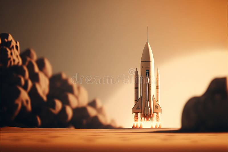 Generative AI Digital Art of a Space Shuttle Rocket Landing on Planet ...