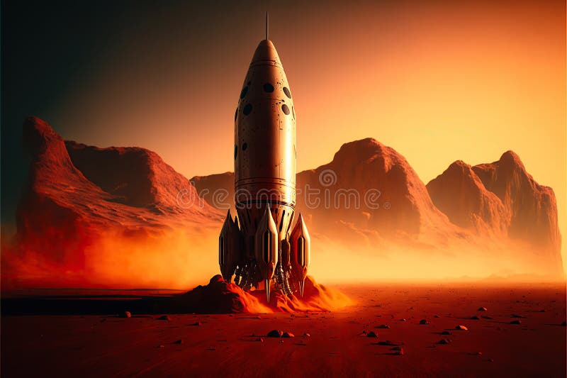 Generative AI Digital Art of a Space Shuttle Rocket Landing on Planet ...